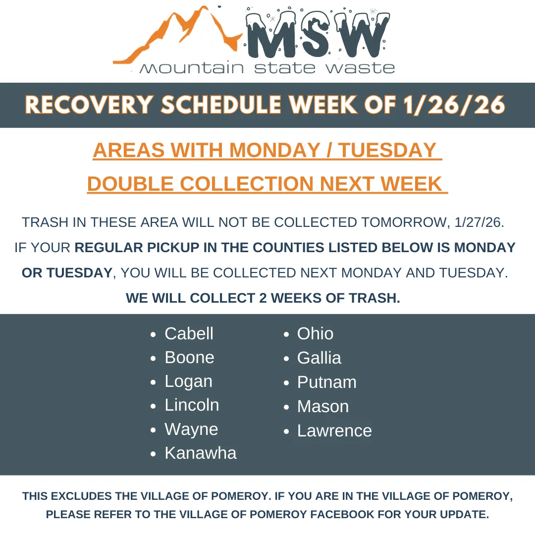 Trash Collection Update — Week of 1/26/26 - Mountain State Waste